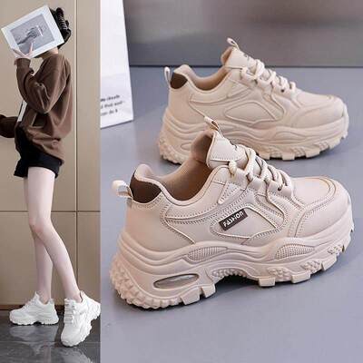老爹鞋女款2025新款时尚百搭厚底小白鞋防滑不累脚女士休闲运动鞋