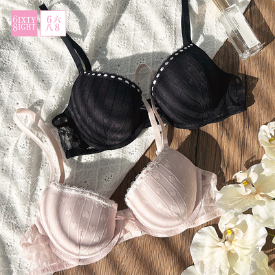 68内衣女钢圈聚拢薄杯蕾丝饰边网纱文胸罩甜美舒适上托