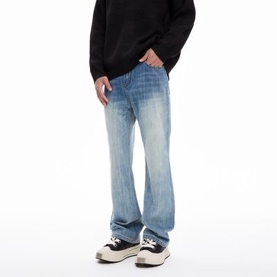 COLDSTONE 复古水洗竹节纹牛仔裤秋冬季新款垂感显瘦美式裤子