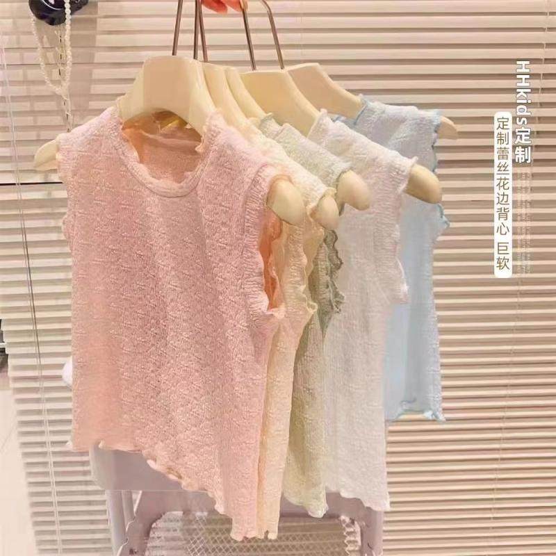 女童洋气背心2026新款夏季儿童木耳边无袖T恤女宝宝可爱甜美上衣