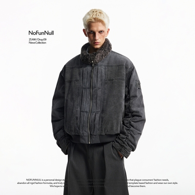 NOFUNNULL美潮结构毛绒立领夹克