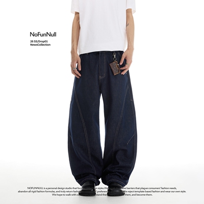 NOFUNNULLBaggy原牛弯刀牛仔裤