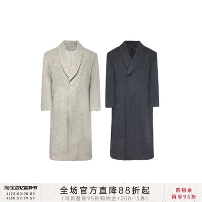 JCAESAR COAT 青果领大衣 100%羊毛 垫肩 收腰弯刀袖 纽扣暗门襟