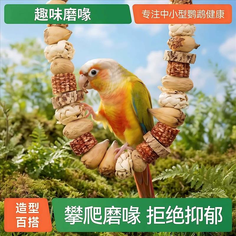 鹦鹉玩具站杆攀爬磨嘴解闷自嗨啃咬挂串秋千架牡丹小太阳鸟笼用品