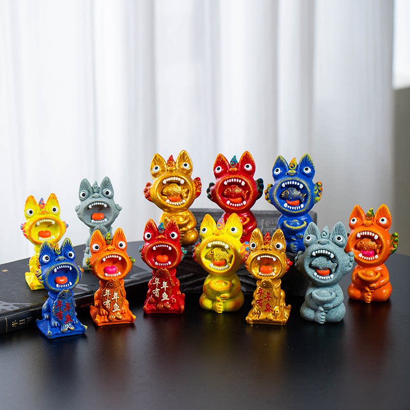 瓦猫手绘云南大理丽江手工树脂创意开业招财猫文旅游纪念品伴手礼