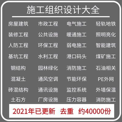 施工组织设计方案大全模版编制软件招投标书技术交底4万套2023新