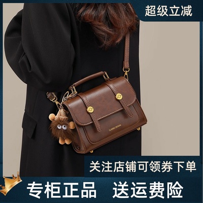 Viney包包2025新款秋冬真皮剑桥包斜挎女包高级感小包手提小方包