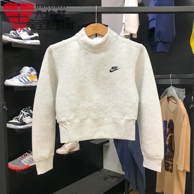 耐克女装2025冬新款简约针织刺绣小勾圆领运动休闲卫衣HV2797-013