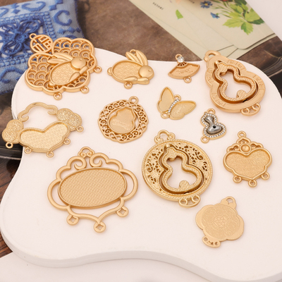 宋锦葫芦diy贴布压襟吊坠合金底托中式配件古风汉服旗袍配饰小众