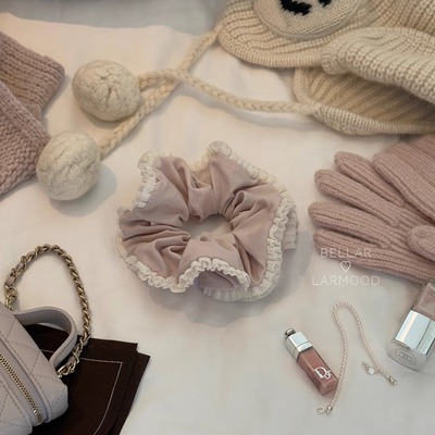 Bellar灰雾粉黛甜美少女百褶发圈