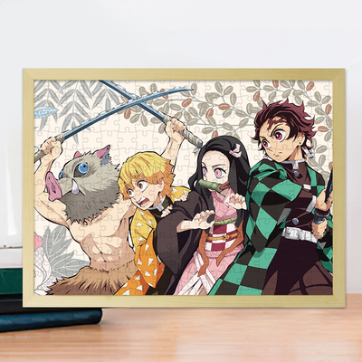 鬼灭之刃炭治郎祢豆子九柱图富冈勇木质拼图手工500片300带框diy