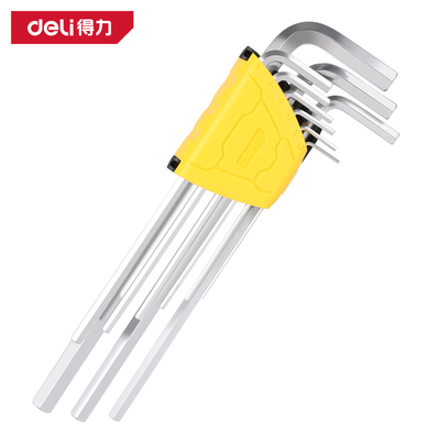 deli全新正品得力工具特长平头内六角组套9件套塑架DL3099