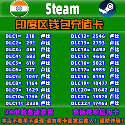 Steam印度区充值卡钱包充值码