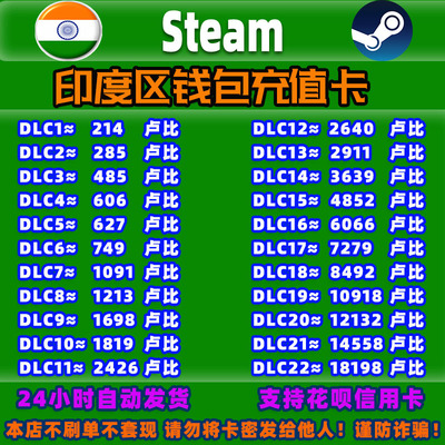 Steam印度区充值卡钱包充值码