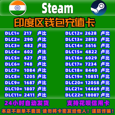 Steam印度区充值卡钱包充值码