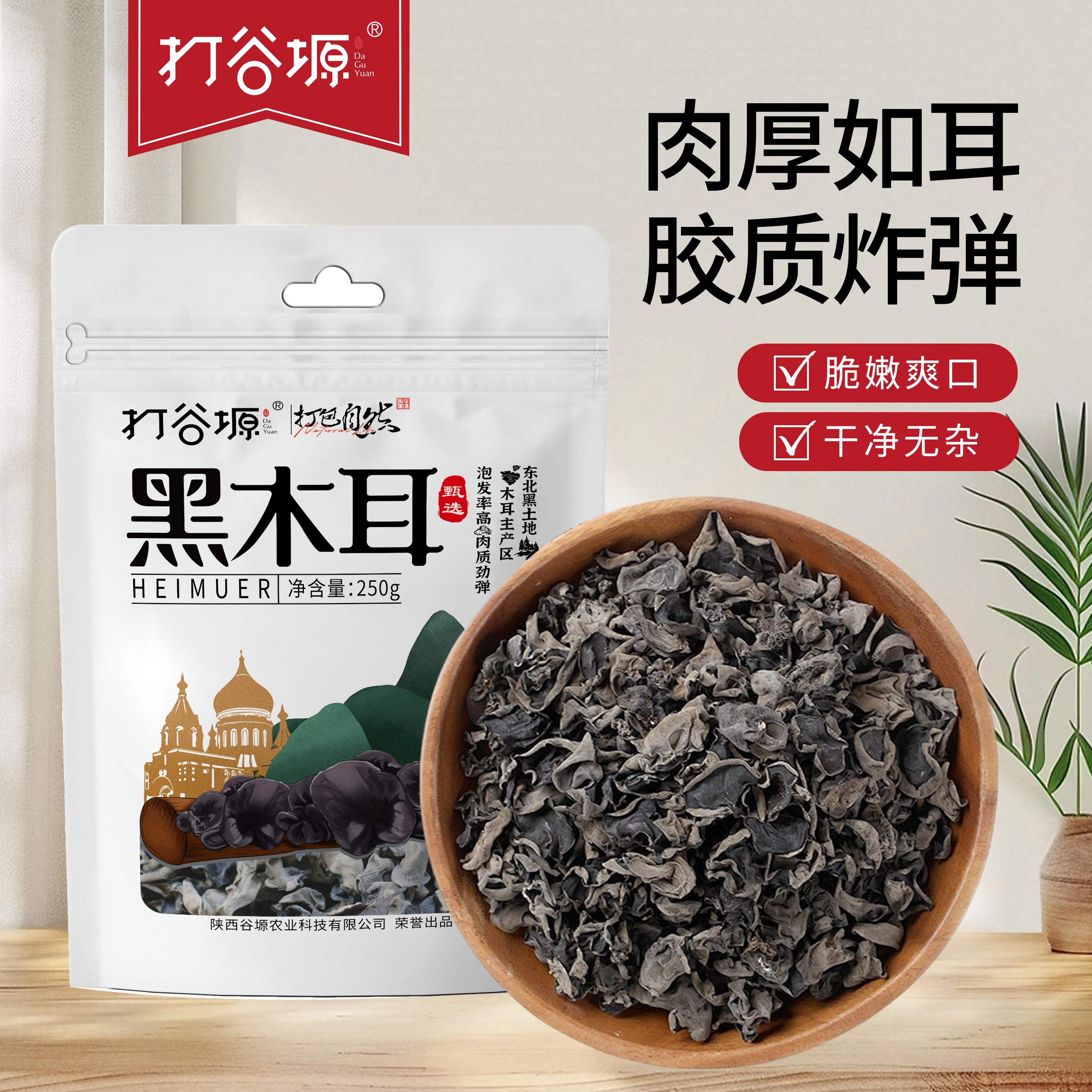 打谷塬东北小黑厚肉木耳小碗耳干货无根煮汤凉拌特产250g袋装