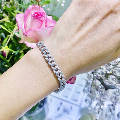 18k金宽窄版钻石古巴链明星同款