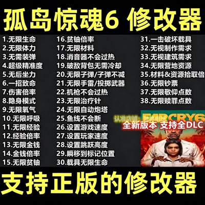 孤岛惊魂6修改器steam正版epic辅助工具科技游戏物品无限生命