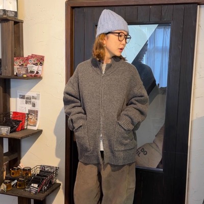 iamstudio 巨厚实超高克重3820纯羊毛双头拉索口袋针织开衫