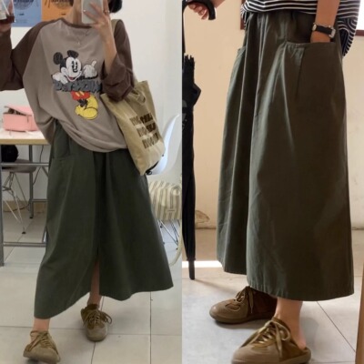 均码30-39周岁绿色兜款长裙A型