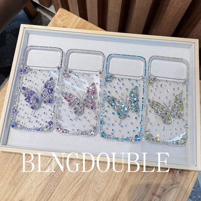 网红水晶蝴蝶vivoS60手机壳新款奢华女X300Pro带钻石闪S50保护套X200S全包S21时尚S30个性X100创意S19防摔S20