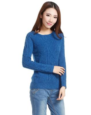 麻花套头长袖冬针织女毛衣