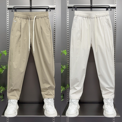 潮牌纯色休闲裤男夏季薄款宽松