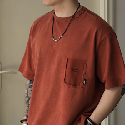 Gnomes lab 25SS 270g磨毛重洗水破坏刺绣拉领短袖