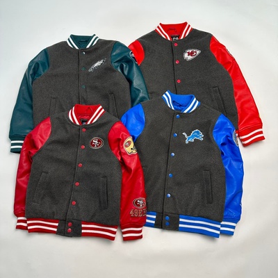 美式棒球服夹棉外套中大童款刺绣