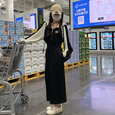 爆款大量现货买家春装新款休闲刺绣戴帽连衣裙098-8929P155K218