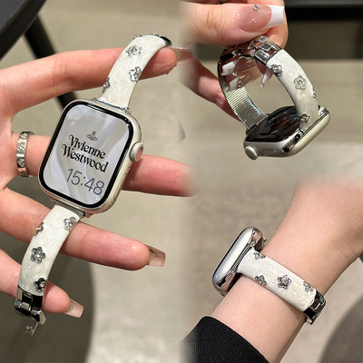金属花适用applewtach10苹果s9手表带小米9pro华为fit4fit3手表带