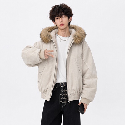 座山雕二代加绒加厚外套男重磅帆布水洗棉服#夹克MF3957-P118