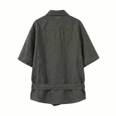 飘带亚麻原牛衬衫短袖 26春夏慵懒肌理优雅氛围感CS2601-P68