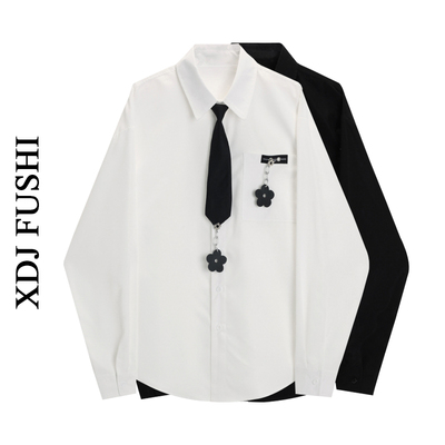 春季新款花朵挂饰polo领衬衣