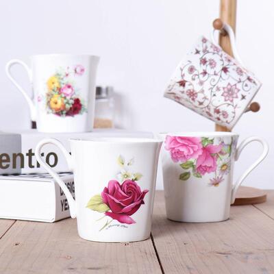 大容量茶水杯田园玫瑰花