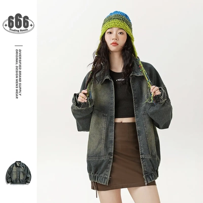 Orderliness日系复古水洗牛仔夹克男女同款情侣上衣春秋外套JK638