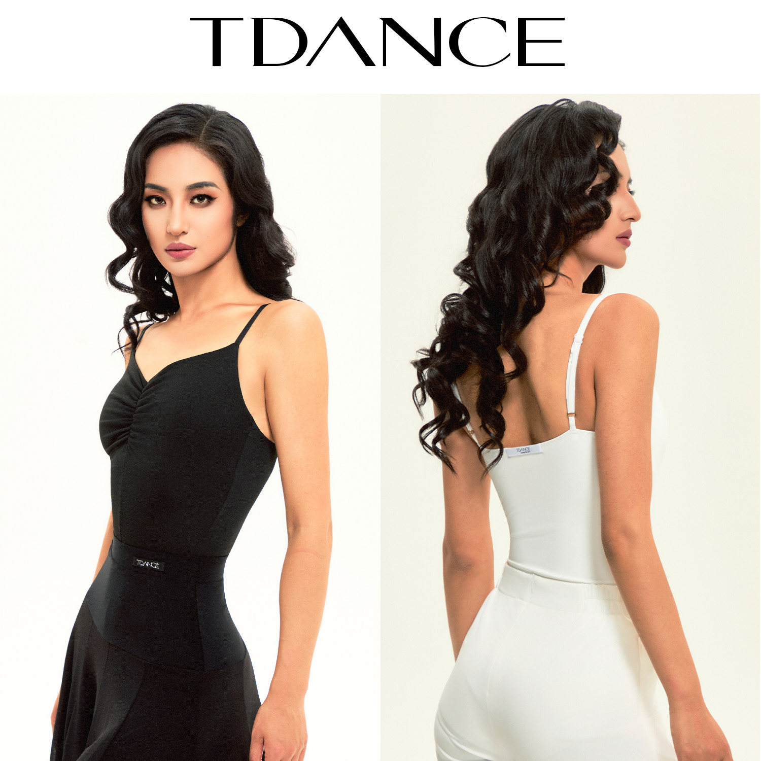 TDANCE女拉丁摩登练习【抓褶吊带连体上衣】带胸垫日常上课JM-128