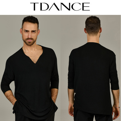 TDANCE男拉丁小V口长袖