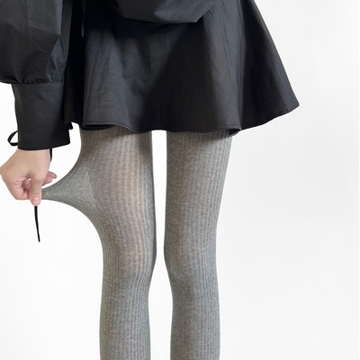 miu系竖条纹连裤薄款纯色连裤袜
