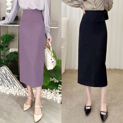 西装半身裙女秋季新款短裙气质小个子直筒包臀裙78裙长 6092