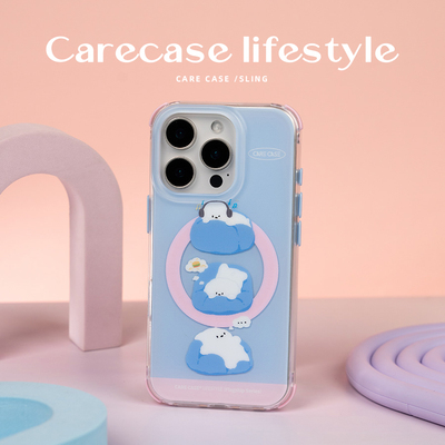 CARECASE 放松日常四角挂扣磁吸手机壳 适用于苹果iPhone17 16 15 14 Pro Max 原创设计 可爱卡通 挂绳组合
