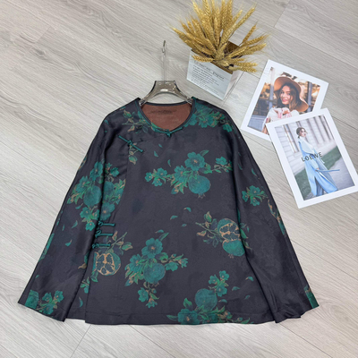 瑞香云纱上衣宽松慵懒风复古轻奢小衫（含50真丝）YS4-zl-779371