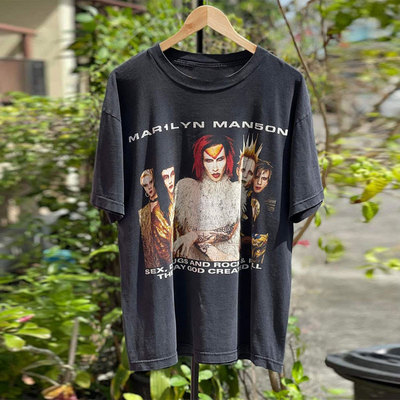 Marilyn Manson玛丽莲曼森vintage复古高街休闲ins超火潮牌T恤