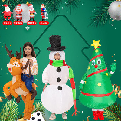 Christmas Snowman Tree Elk Elderly Man Embracing People Inf