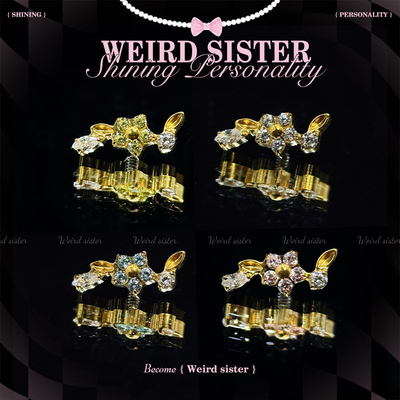 WEIRD SISTER花影镀金0.9牙耳钉内螺纹flat耳骨钉免摘防过敏