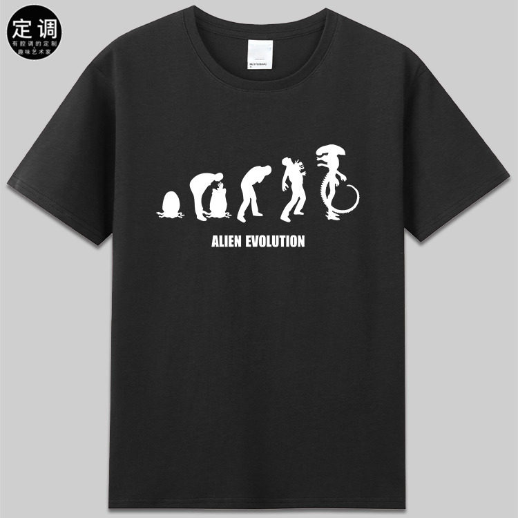 ALIEN EVOLUTION外星异形进化论有趣味搞怪电影纯棉短袖t恤衣服男