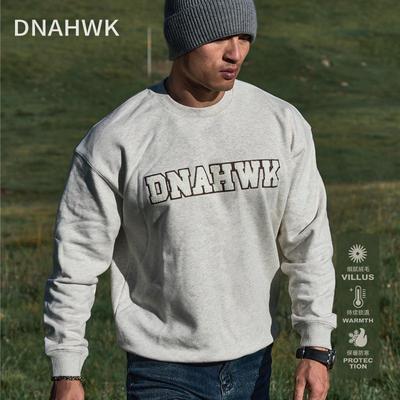 DNAHWK加绒加厚套头毛巾绣卫衣