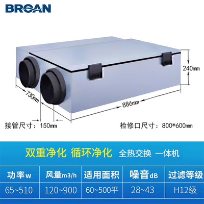 百朗家用中央新风系统静音净化