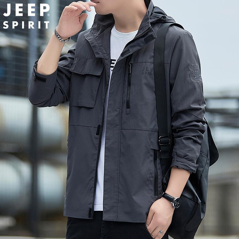JEEP SPIRIT夹克冲锋外套宽松运动休闲春秋季防风衣男士大码