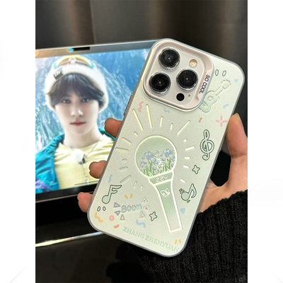 VIVOY77E适用13ProMax彩银12张真源应援棒鸢尾花OPPOFindx8小清新苹果15手机壳硬iPhone14小众16plus新款x90s